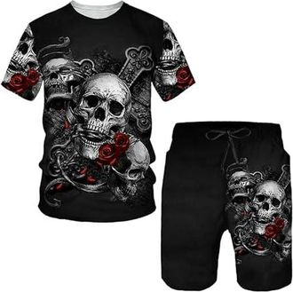 Keephen Cr&acirc;ne fonc&eacute; imprim&eacute; en 3D T-Shirts/Courts m&eacute;trages/Ensembles Hommes Sportswear Tracksuit Punk Gothic Graphic Tee Tops Streetwear V&ecirc;tements Homme