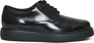 Hogan Lace-Up Black Leather Shoes With Textured Sole - Gr. 5 - in Schwarz