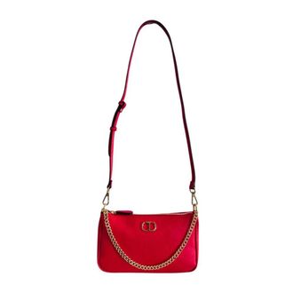 Twinset Femme, Sacs, Rouge, Taille: ONE Size Sac bandouli&egrave;re en cuir avec d&eacute;tail de cha&icirc;ne
