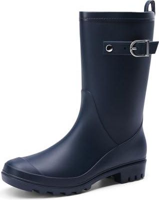 Dream Pairs Bottes de Pluie Mi-Mollet pour Femmes Imperm&eacute;ables Bottes de Ext&eacute;rieur Antid&eacute;rapantes et Durable,Size 39,Marine,SDRB2408W-E