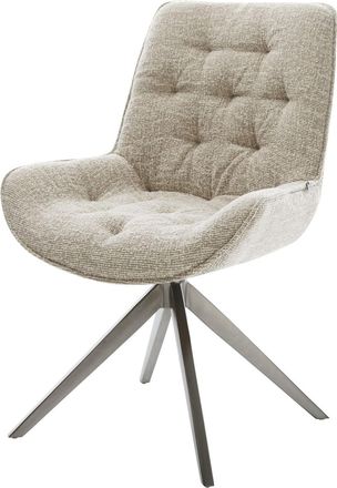 DELIFE Esszimmerstuhl Taimi-Flex Kreuzgestell breit Graphit Webstoff Soft Beige 360° drehbar Wippfunktion