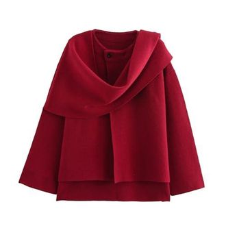 Generic &Eacute;charpe surdimensionn&eacute;e pour femme, ch&acirc;le, poncho doux ouvert sur le devant, ch&acirc;le tricot&eacute; pour lautomne et lhiver, Rouge, L