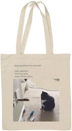 Generic Best apprentice Ive ever had funny meme cat Sac fourre-tout en coton naturel Blanc