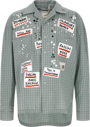 Miharayasuhiro Mihara Yasuhiro, Homme, Chemises, Bleu, Taille: M Chemise en coton &agrave; carreaux et motifs