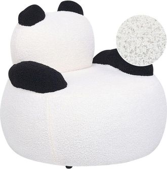 Beliani Kindersessel Weiß u. Schwarz Bouclé Rund Tierform Pandabär Modern Niedlicher Polstersessel für Kinder Schlafzimmer Sitzmöbel Jugendzimmer