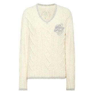 Philipp Plein Femme, Pulls, Beige, Taille: 42 FR Pull ample &agrave; col en V