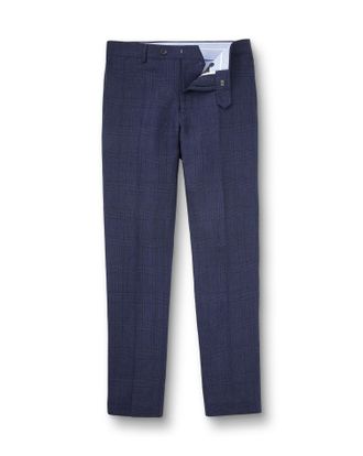 CHARLES TYRWHITT Leinenhose mit Karos - Indigoblau
