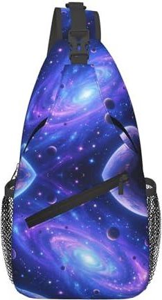 Generic R&eacute;glable Sacoche Homme Bandouliere Univers Galaxie &Eacute;toiles Plan&egrave;tes Art Sac &agrave; Bandouli&egrave;re Durable Cross Body pour Camping Homme Femme
