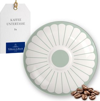 Villeroy & Boch Fleur vert Kaffee-Untertasse grün, Spülmaschinenfest, Mikrowellensicher, Porzellan-Untersetzer für Kaffee und Tee, Kleiner Servierteller, Unterteller 