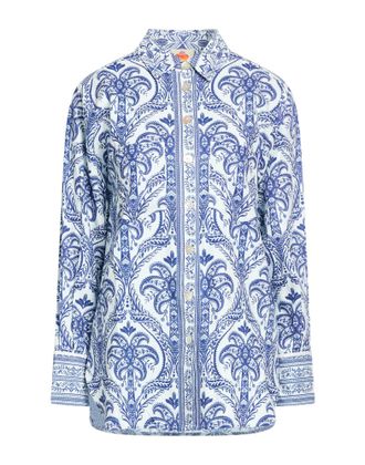 Farm Rio BLUE TROPICAL CAMEO OFF-WHITE PAJAMA SHIRT