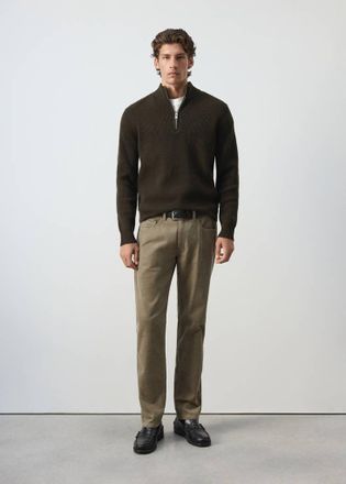 Mango Pantalon velours c&ocirc;tel&eacute; regular-fit gris vison - Homme - 38 - MANGO MAN