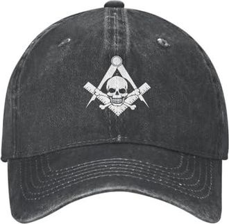 Generic Baseball Casquette Compas &Eacute;querre Ma&ccedil;onnique &Agrave; T&ecirc;te De Mort Et Os Crois&eacute;s L&eacute;ger Sun Protection Casquettes S&eacute;chage Rapide Sunhat pour Voyage Femmes Cyc