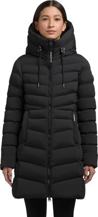 Khujo Damen langer Wintermantel warmer Steppmantel mit gro&szlig;er verstellbarer Kapuze Tuhani5 Black Gr. XL