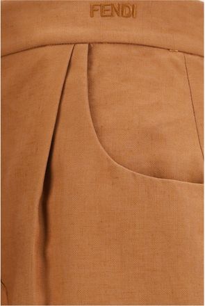 Fendi Womens Balloon Trousers Cotton-Linen Brown