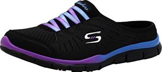 Skechers Womens No Limits Slip-On Mule Sneaker Black/Purple 8.5
