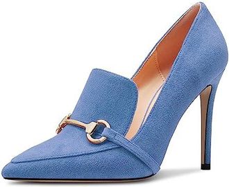 Castamere Femmes Haut High Aiguille Talon Heel Pointu Bout Slip-on Escarpins Mariage Bureau 10 CM Heels Bleu Cobalt 38 EU