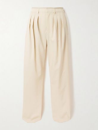 Christophe Lemaire Hose Mit Geradem Bein Aus Einer Wollmischung Mit Bundfalten - Creme