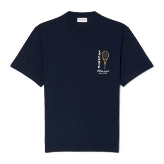 Lacoste Cotton Jersey Embroidery Print Tee - - Tops - Herren - Blau - M