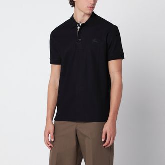 Burberry Schmal geschnittenes schwarzes Poloshirt aus Piqu&eacute;-Baumwolle