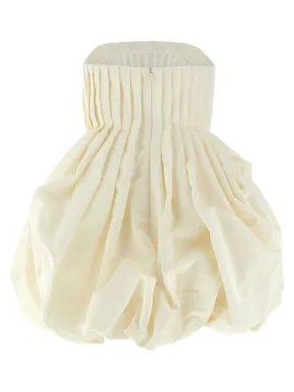 Carolina Herrera Off-Shoulder Pleated Silk Faille Minidress - Cream