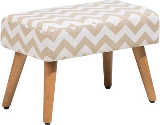 Beliani Repose-Pieds de Forme Rectangulaire 50 x 30 cm fabriqué en Coton Marron avec Motif à Chevron et Pieds en Bois dHévéa Beliani