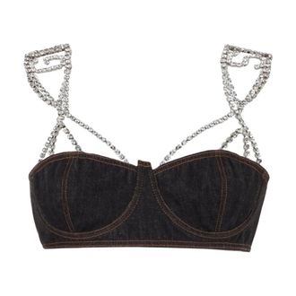 GCDS Choker Denim Bra - - Tops - Damen - Schwarzk - 2XL