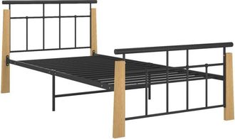 vidaXL Bettgestell Metall und Massivholz Eiche 100x200 cm Vidaxl