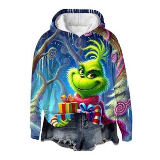 Generic Le Grinch Sweat A Capuche Femme Pyjama Sweet Polaire Vêtements Christmas 2025 Sweatshirts Noel Deguisement Noël Costume De Hiver Pilou Vetement Femmes