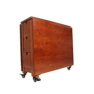 Generic Table de salle &agrave; manger pliante en bois massif pour 6-8 personnes avec roulettes et tiroirs de rangement - Design peu encombrant pour les petits espac