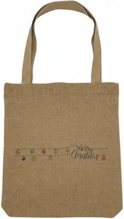 Fabulous Sac Shopping Tote Bag Aspect Lin - Merry Christmas Guirlande Lumineuse Noel Dessin - Sac de Courses Toile Epaisse 360g Beige Naturel Cabas Port&eacute; Epaul