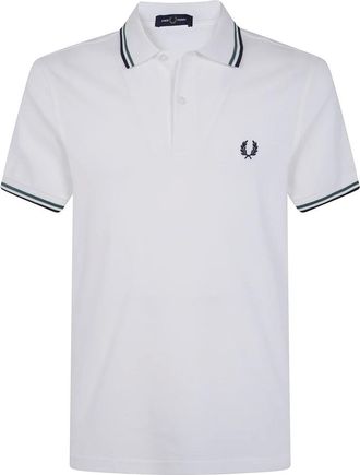 Fred Perry Homme, Tops, Blanc, Taille: L Polo &agrave; rayures contrastantes