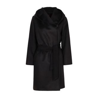 Max Mara Newmang Wollmantel mit Kapuze - - Coats - Damen - Schwarzk - L