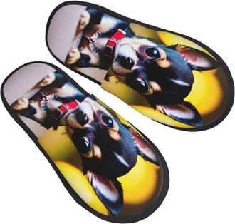 Generic Chihuahua Homme Femme Chaussures De Maison Peluche Chaussons Doux Slippers Pour Int&eacute;rieur Hiver Maison M