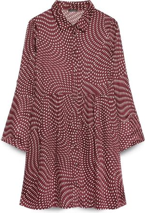 Fiorella Rubino Robe chemise courte en mousseline imprim&eacute;e - Femme - Robes - Rouge - Taille: 46 FR