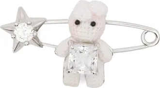 Yvmin Crystal-embellished Crochet Brooch