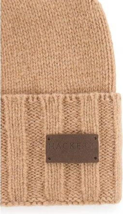 Hackett Beanie aus gerippter Kaschmirmischung in Beige