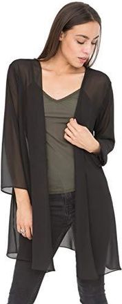 Likemary Élégant Cardigan Transparent Noir Coupe Longue S/M (34-38)