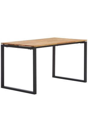 Livetastic Schreibtisch, Schwarz, Eiche, Holz, Metall, Wildeiche, massiv, rechteckig, U-Form, 80x75x140 cm, Arbeitszimmer, Schreibtische