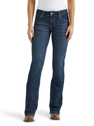Wrangler Damen-Western-Jeans, mittelhohe Stretch-Bootcut-Jeans, Marineblau, 13-30