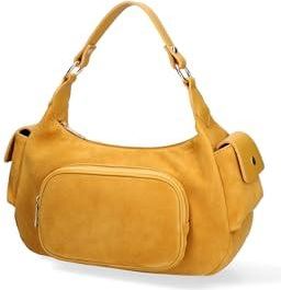 Gave Lux Sac &agrave; bandouli&egrave;re pour femme en cuir v&eacute;ritable Made in Italy 30x17x12 cm GLX228108523FBG, Moutarde, Taille unique