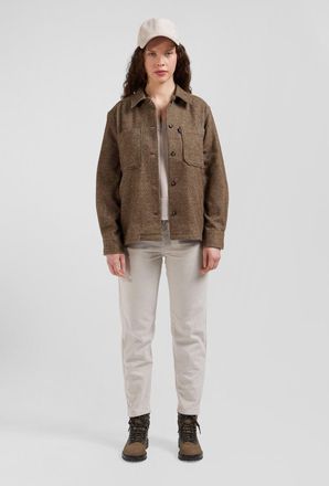 Eden Park Surchemise En Coton M&eacute;lang&eacute; Marron &Agrave; Poches Plaqu&eacute;es Coupe Relaxed