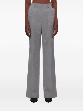 pushBUTTON pantalon droit &agrave; fines rayures - Gris