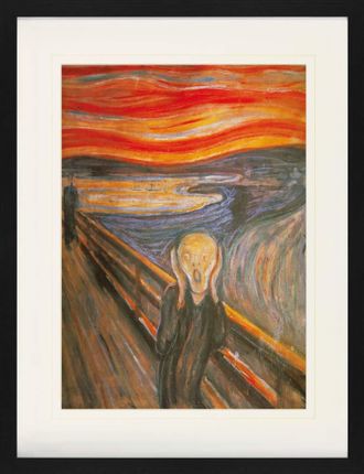 1art1 Edvard Munch Poster Der Schrei, 1893 Gerahmtes Bild Mit Edlem Passepartout | Wand-Bilder | Im Bilderrahmen 80x60 cm