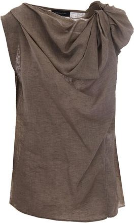 Fabiana Filippi Femme, Blouses et Chemises, Gris, Taille: 40 FR Top Collo Nodo Motivo Zip In Tela Di Lino