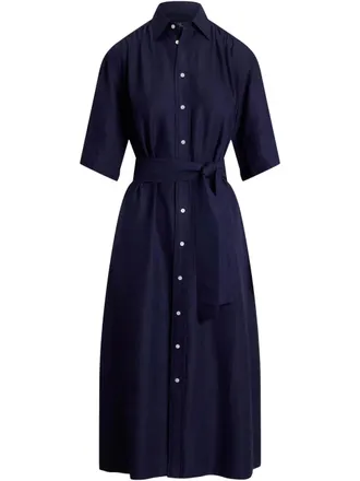 Polo Ralph Lauren robe-chemise à taille ceinturée - Bleu
