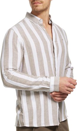 Indicode Herren Brayden Hemd gestreift mit Button-Down-Kragen | Herrenhemd Männerhemd Covert Green, XXL