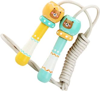 Aboofan Holz Springseil mit Bär motiv Langlebiges Fitness übungsseil für Jungen und Mädchen Ergonomischer Griff für Schule und Zuhause Fördert Bewegung und Ko