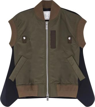 sacai Femme, Vestes, Multicolore, Taille: 38 FR Veste en nylon avec empi&egrave;cement en tissu au dos