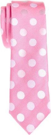 Retreez Cravate Fine Slim micro-fibreuse tiss&eacute;e bicolore &agrave; pois pour homme - Rose et Blanc