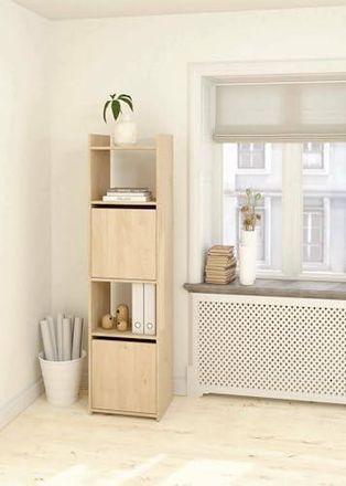 Dmora B&uuml;cherregal Claric, B&uuml;roregal, Mobiler Buchhalter, B&uuml;cherbrett, 40x34 h155 cm, Eiche